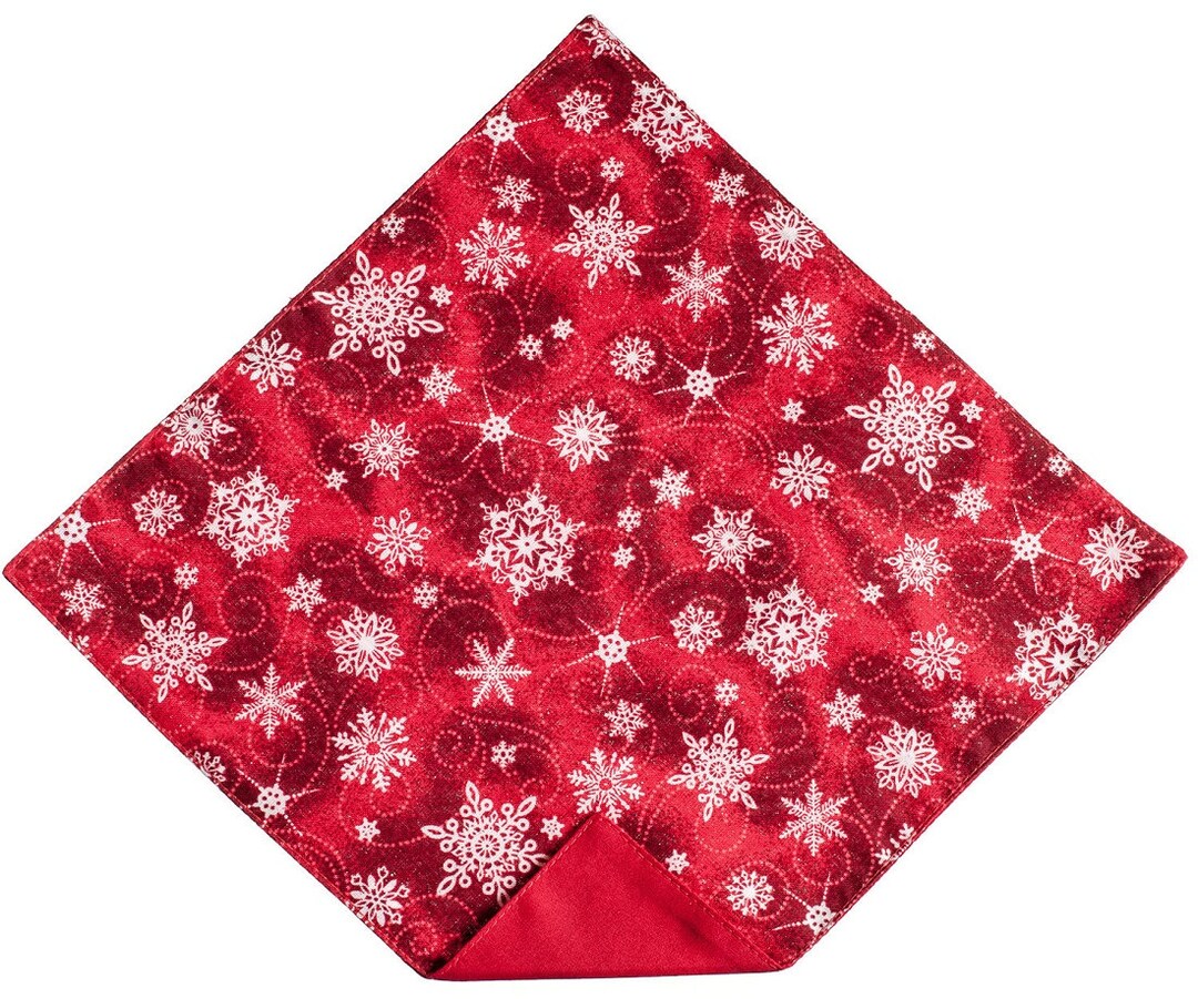 Handmade Pocket Square - Red Snowflake Silver Sparkle Holiday ...