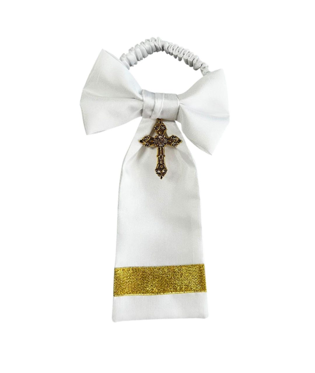 Boys Communion Armband - Religious Gold or Silver Cross Charm - White ...