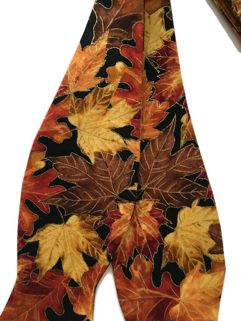 Handmade Self-Tie Bow Tie - Golden Autumn Leaves Design Cotton Bow Tie ...