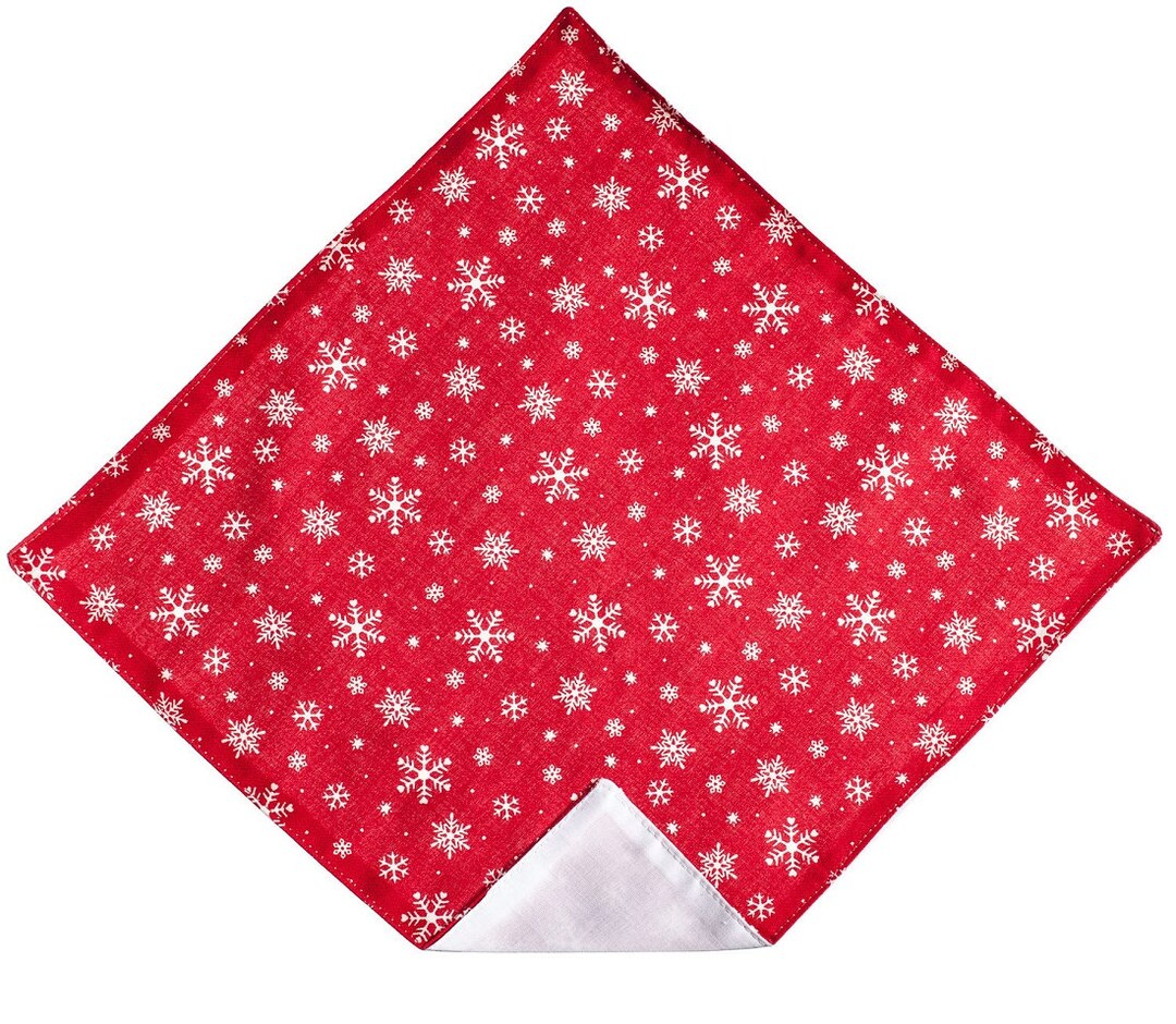 Handmade Pocket Square - Red and White Snowflake Holiday Handkerchief ...