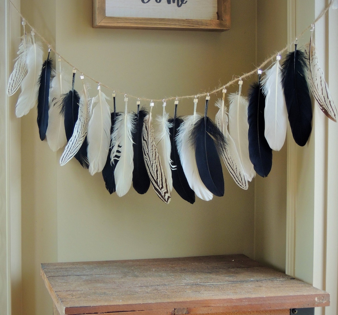Natural Feather Garland Boho Home Decor Feather Garland Adjustable Wild ...