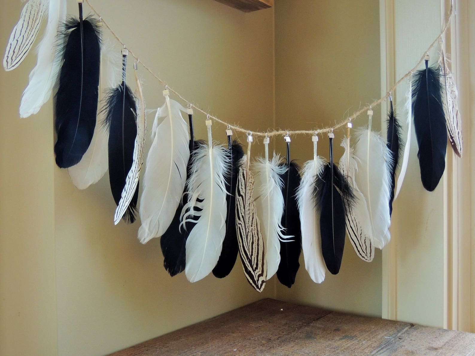Natural Feather Garland Boho Home Decor Feather Garland Adjustable Wild ...