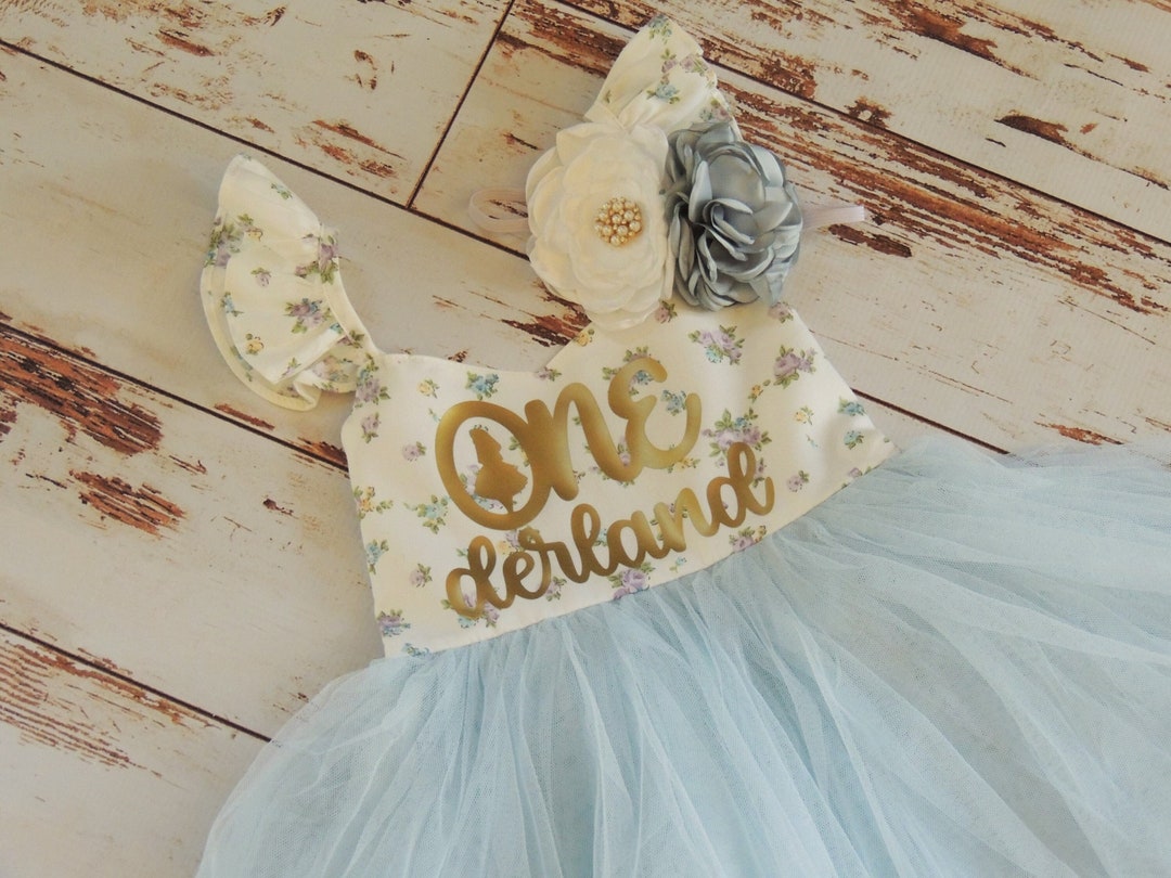Baby Blue Girls One Derland Birthday Dress First Birthday Baby Blue ...