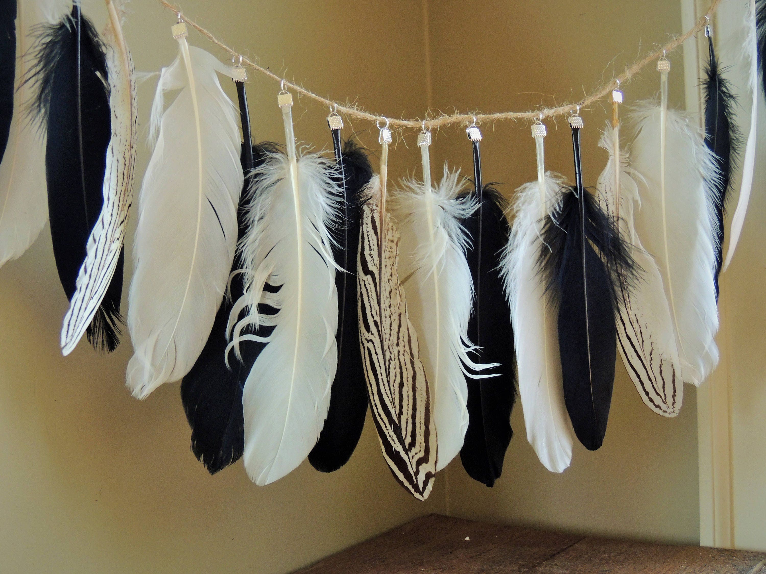 Natural Feather Garland Boho Home Decor Feather Garland Adjustable Wild ...