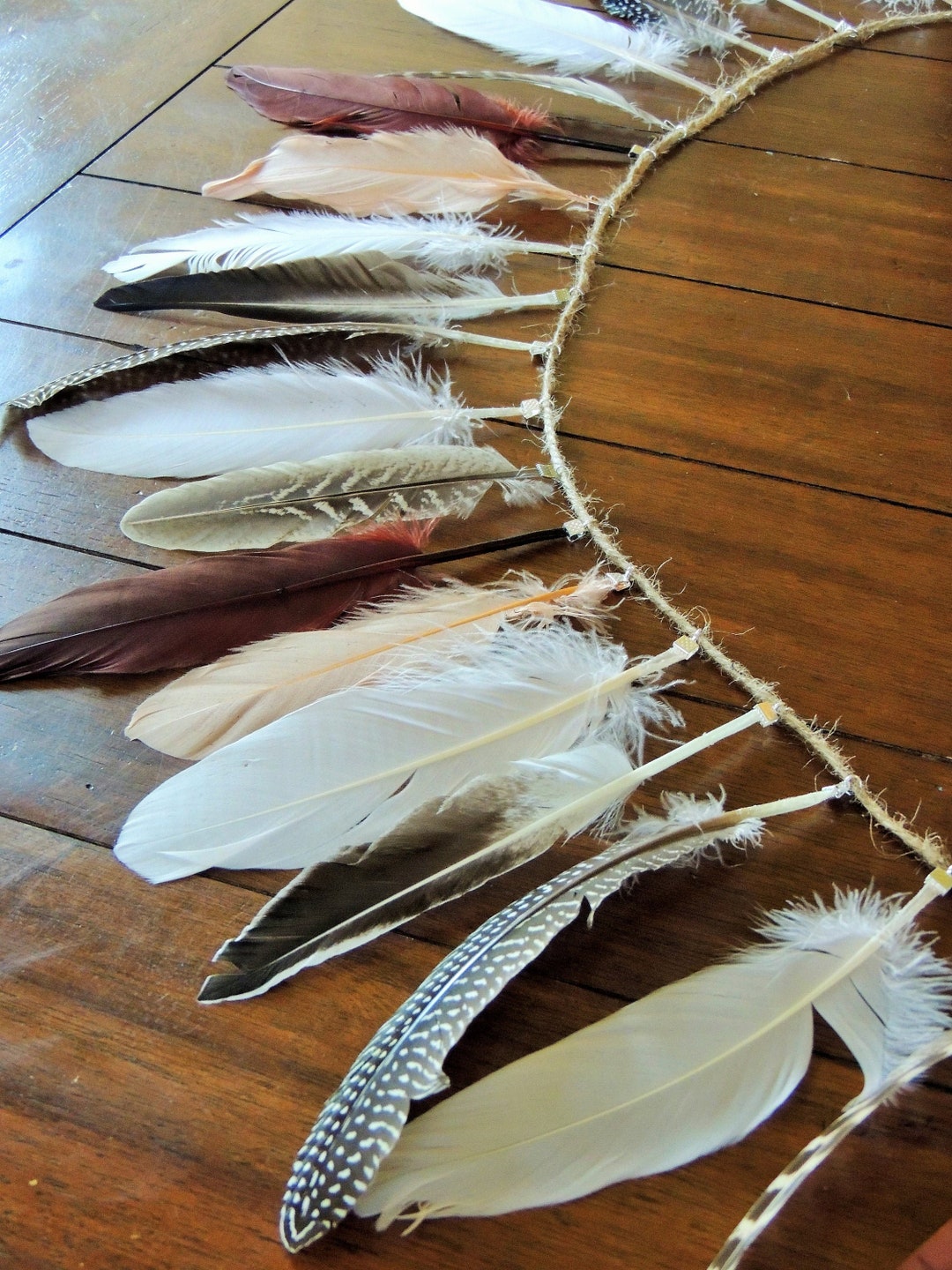 Natural Feather Garland Boho Home Decor Feather Garland Adjustable Wild ...