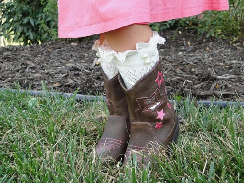 Kids Boot Socks With Lace Girls Boot Socks With Pearls and Lace Kids ...