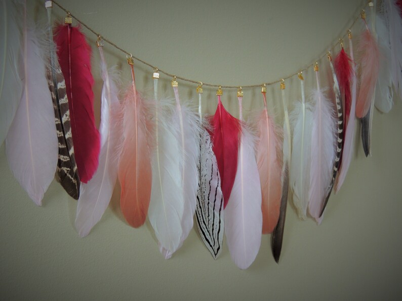Feather Garland Boho Decor Party Decor Wild Obe Birthday Baby Girl ...