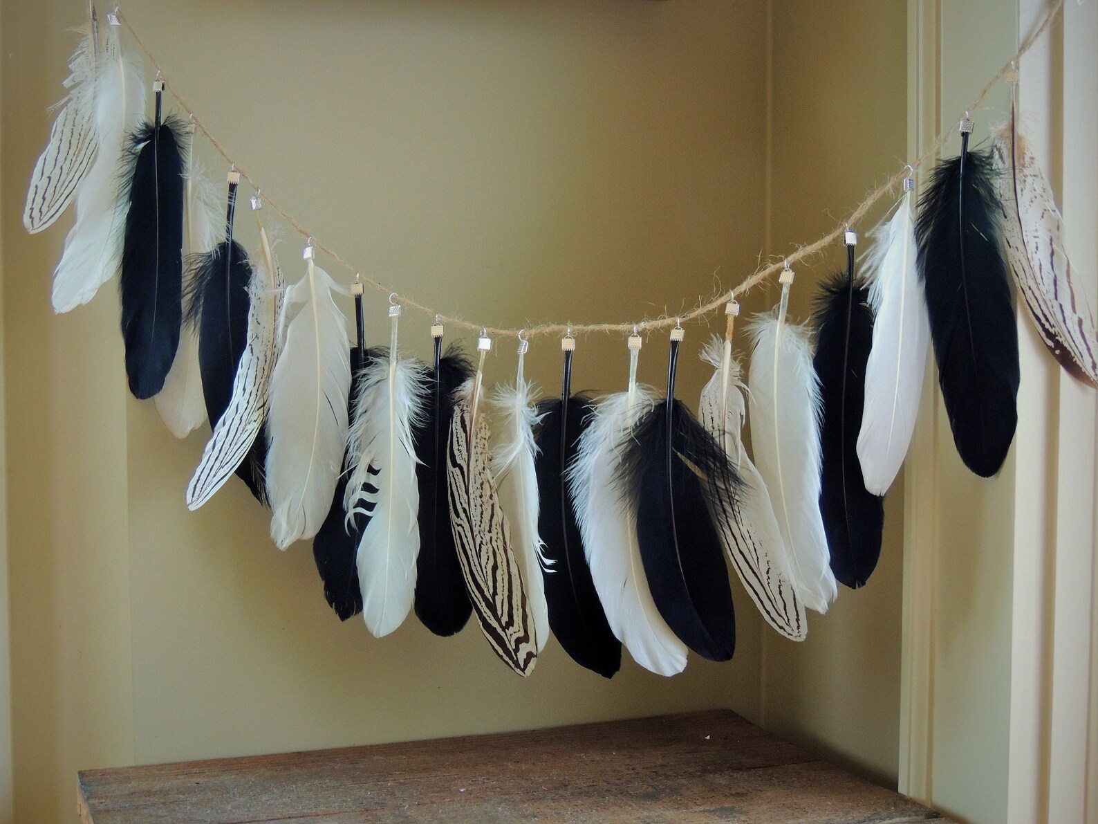 Natural Feather Garland Boho Home Decor Feather Garland Adjustable Wild ...