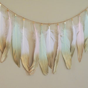Gold Dipped Feather Garland - Adjustable Boho Wall Decor - Etsy