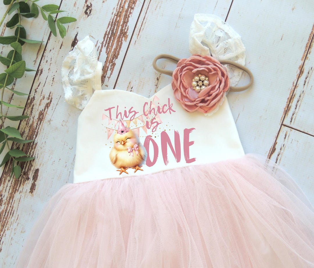 This Chick is ONE Baby Girl First Birthday Dress - Etsy