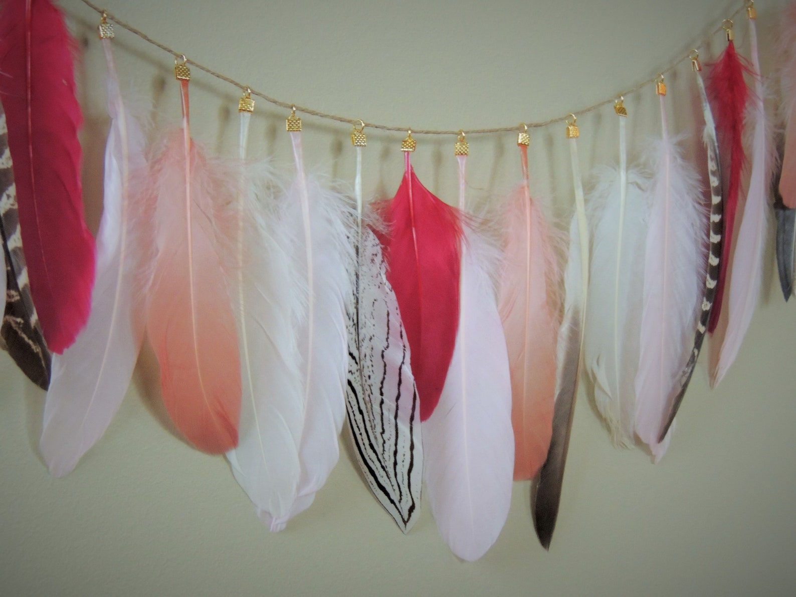 Feather Garland Boho Decor Party Decor Wild Obe Birthday Baby Girl ...