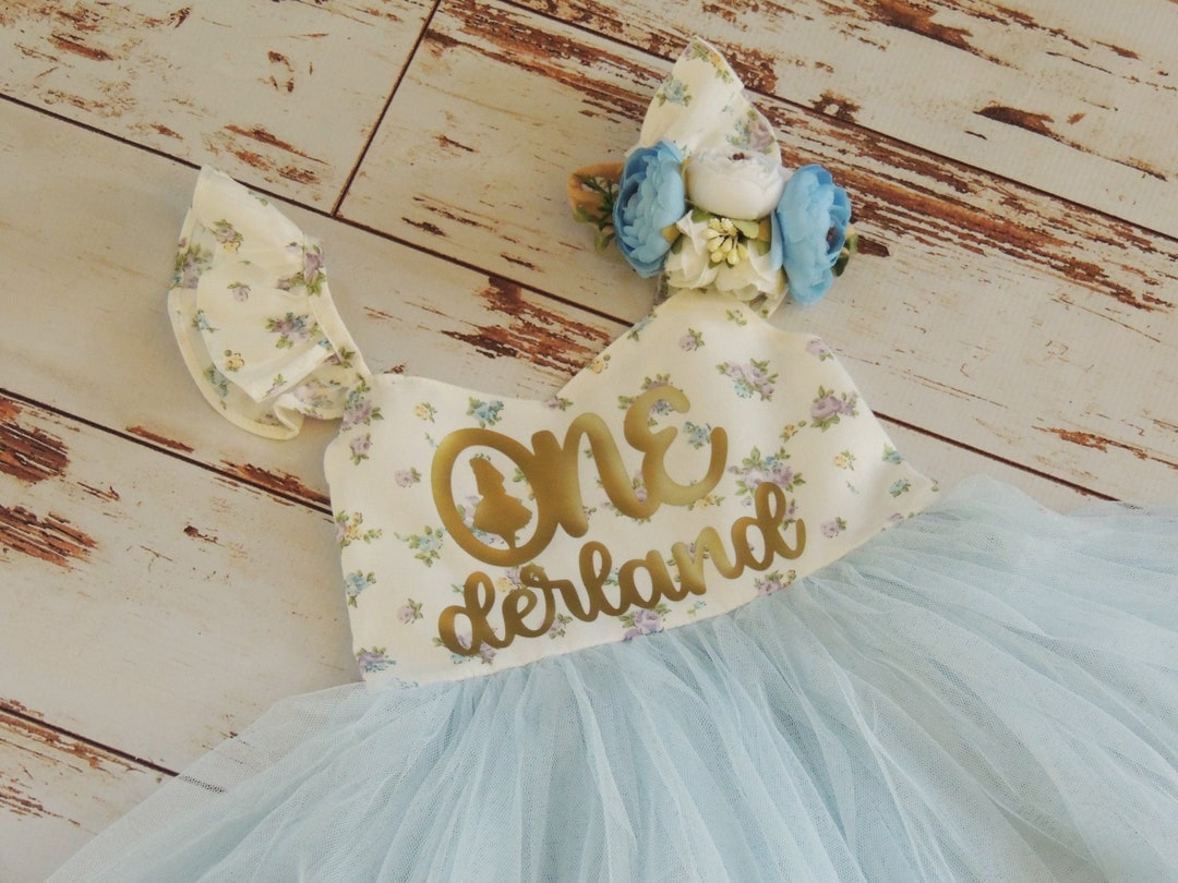 Baby Blue Girls One Derland Birthday Dress First Birthday Baby Blue ...