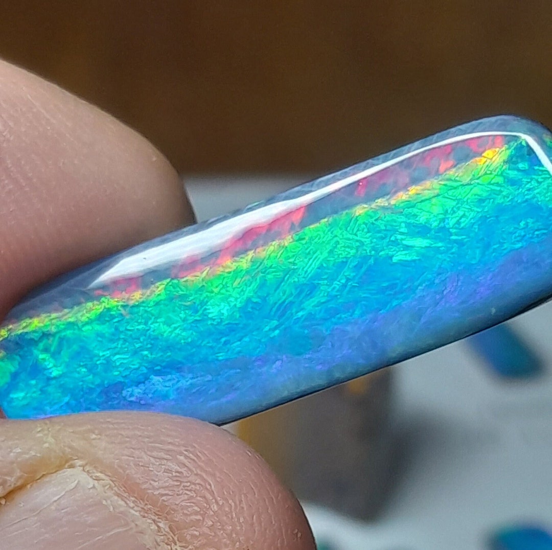 Rare script Writing Pattern Rainbow Boulder Opal Gem - Etsy