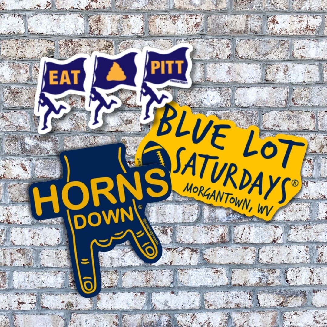 Football Game Day Sticker Pack | Wv Backyard Brawl Horns Down Blue Lot ...