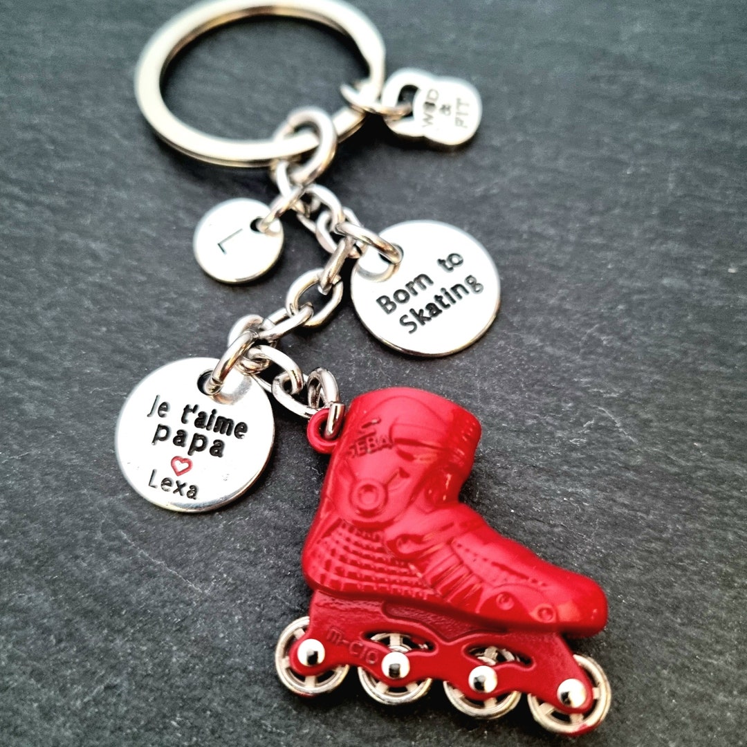 Skating Red Keychain I Love Skating- Inline Skate - Roller Skate ...