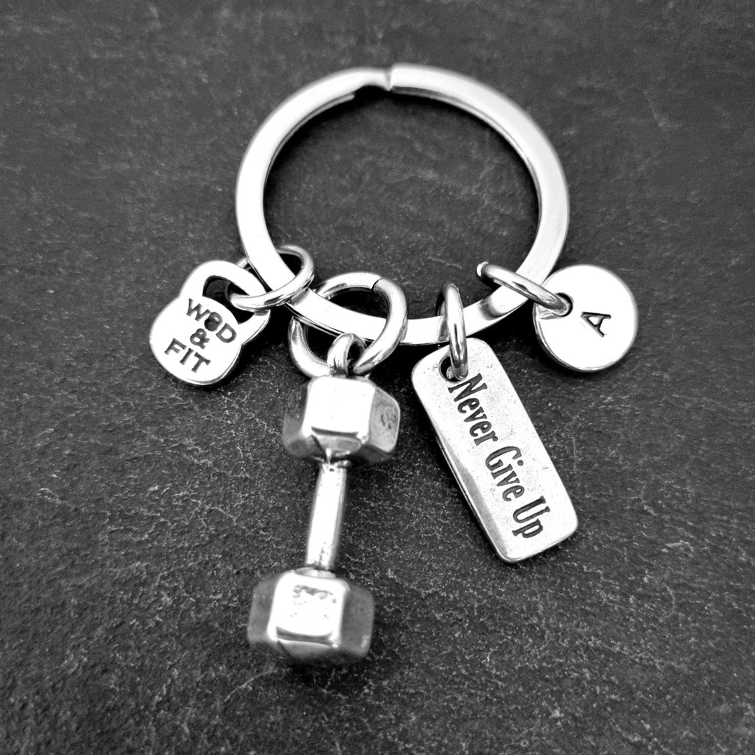 Gym Keyring Never Give up Dumbbell · Boyfriend Gift · Husband Gift ...