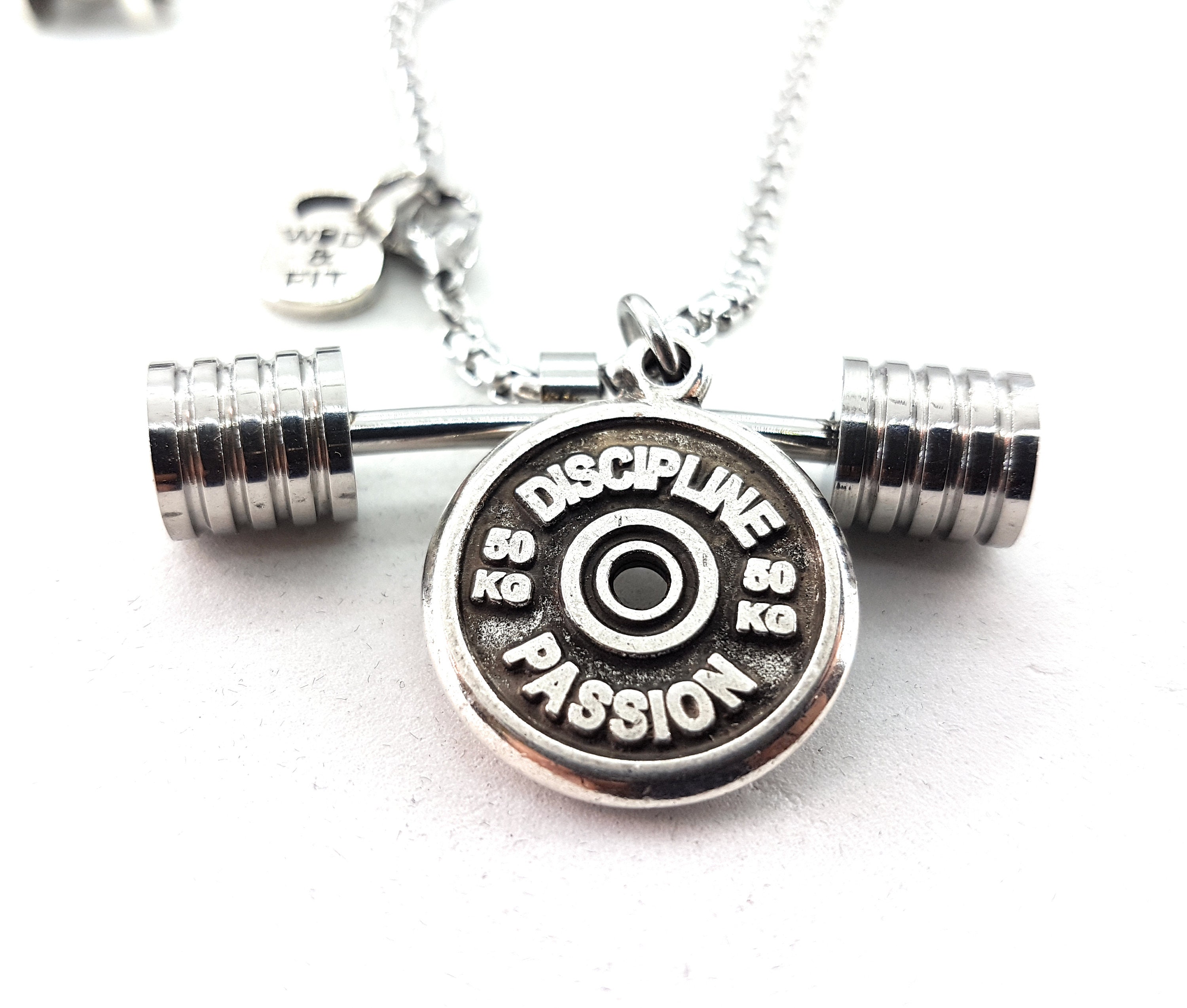Gym Necklace Strongman Workout Barbell Weight Plate · Motivation Gift ...
