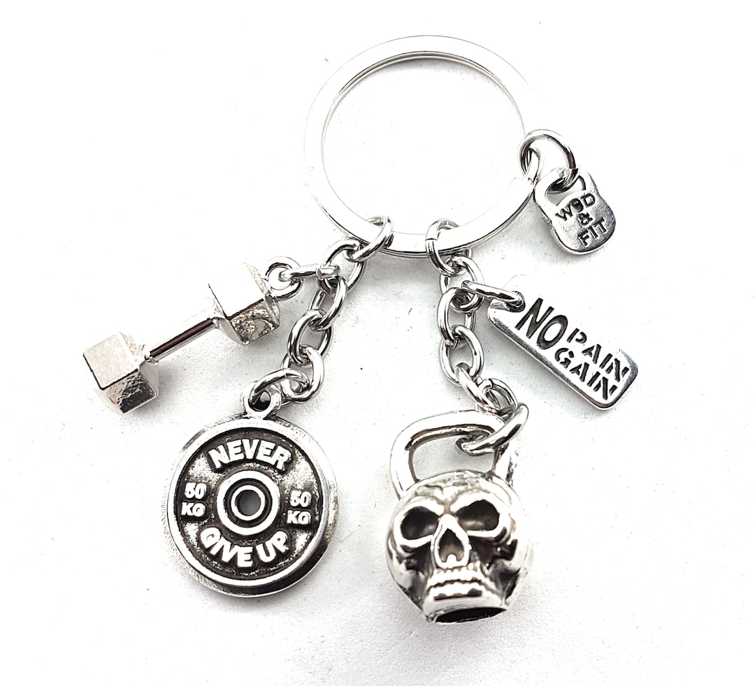 Custom Gym Keychain Fran Workout · Kettlebell SKULL Motivation Gift ...