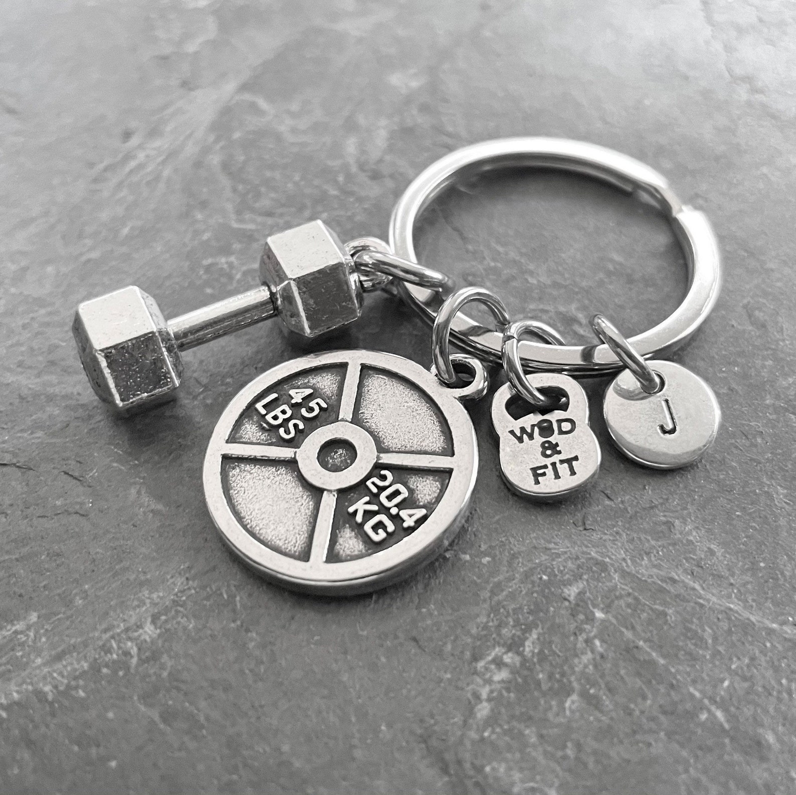 Gym Key Ring Dumbbell Weight Plate 45lbs Initial - Gym Motivation ...
