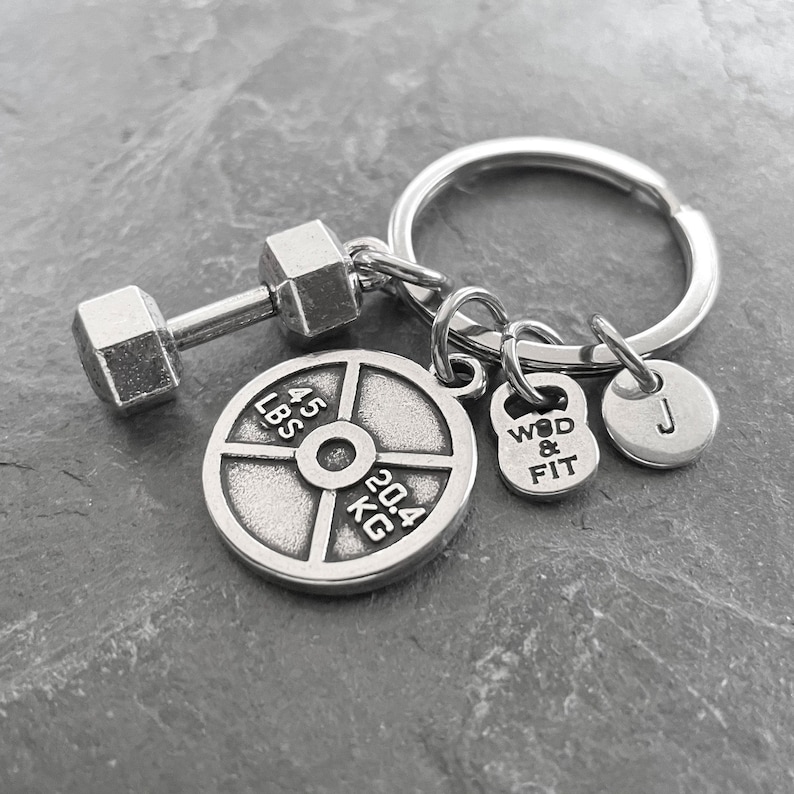 Gym Key Ring Dumbbell Weight Plate 45lbs Initial - Gym Motivation ...