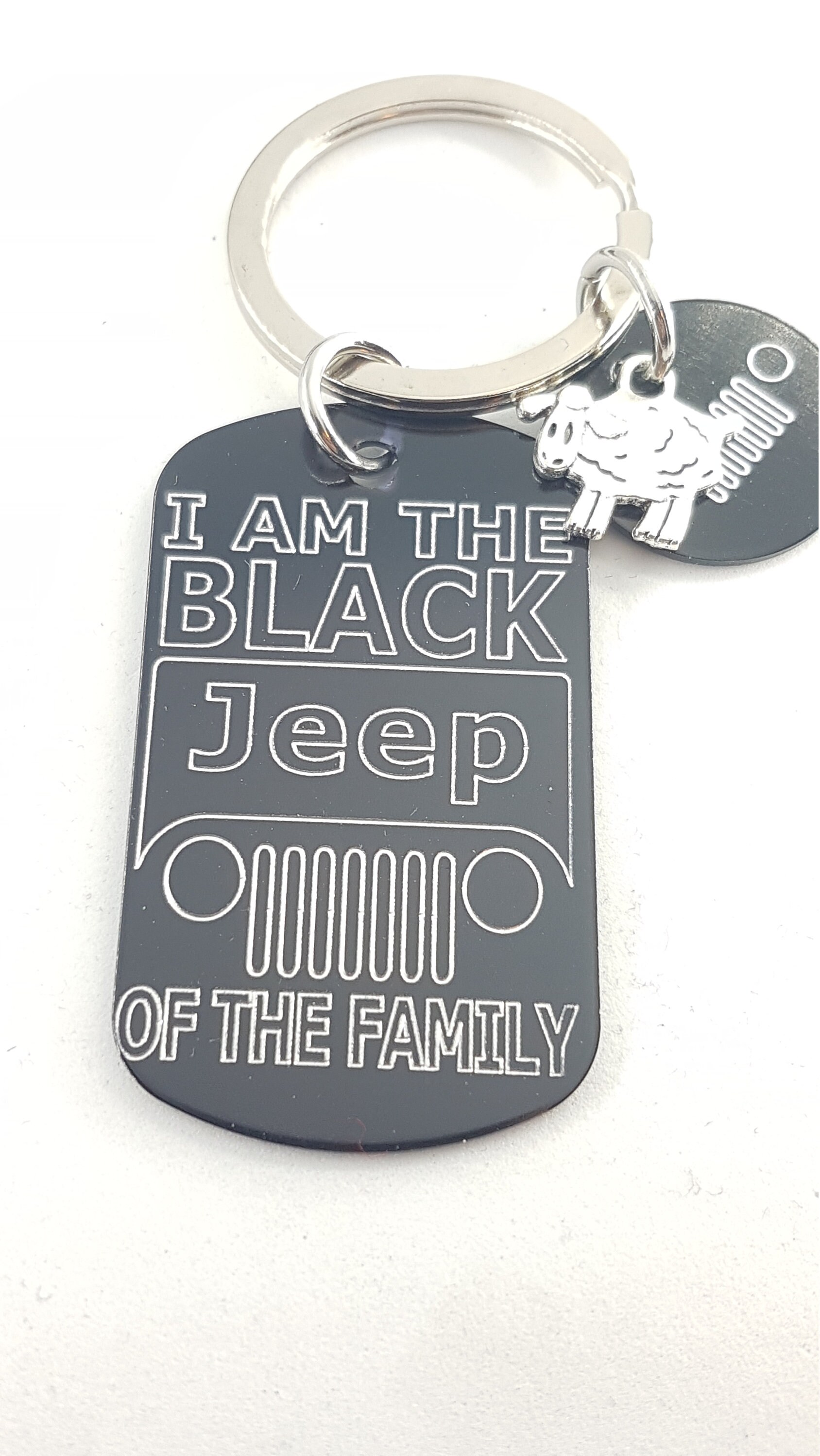 Keychain I Am The Black Jeep Of The Family. Jeep Classic Grille Gift ...