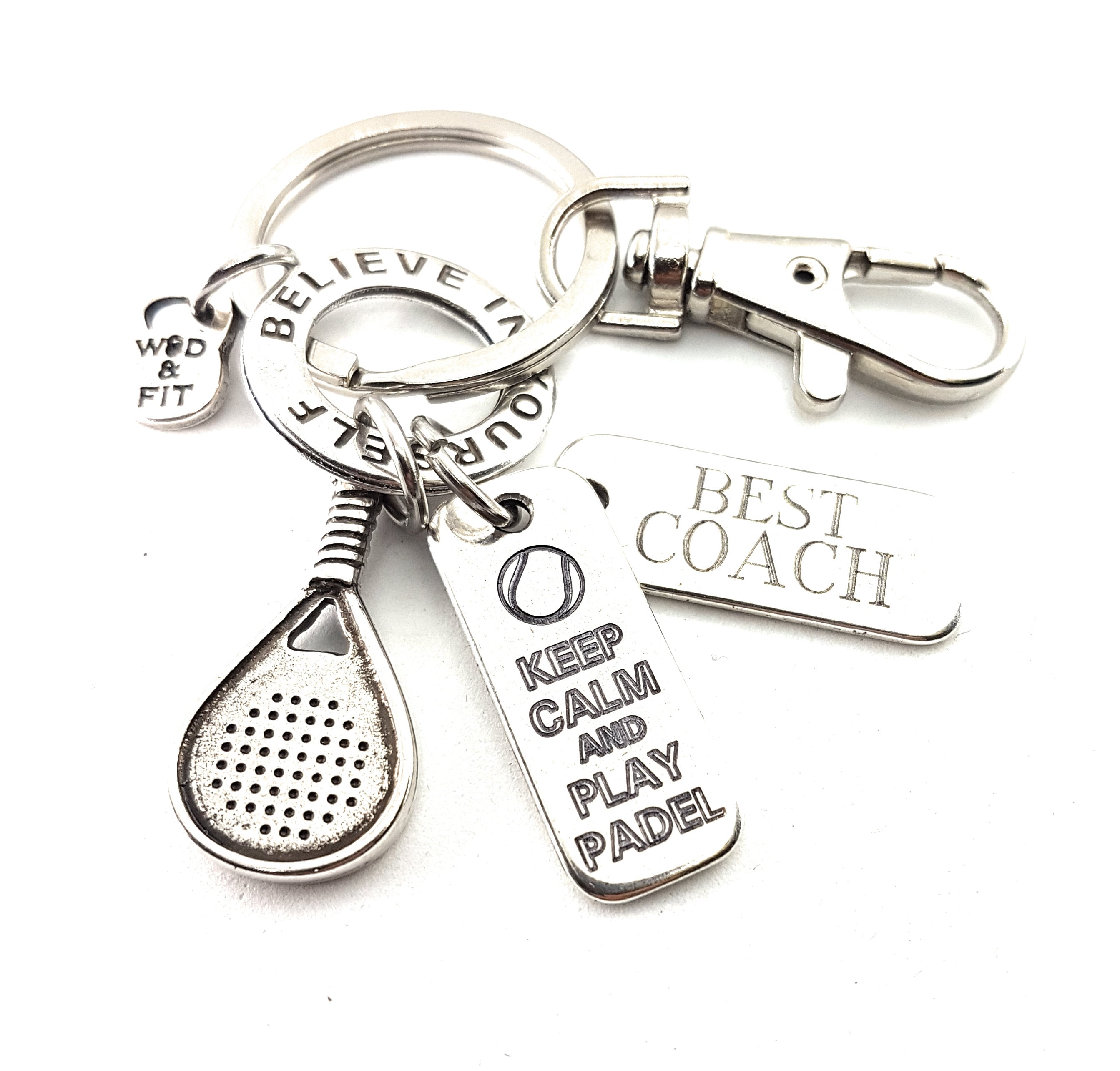 Key ring Padel-Tennis Custom Motivational Word,Ring & Initial.Custom ...
