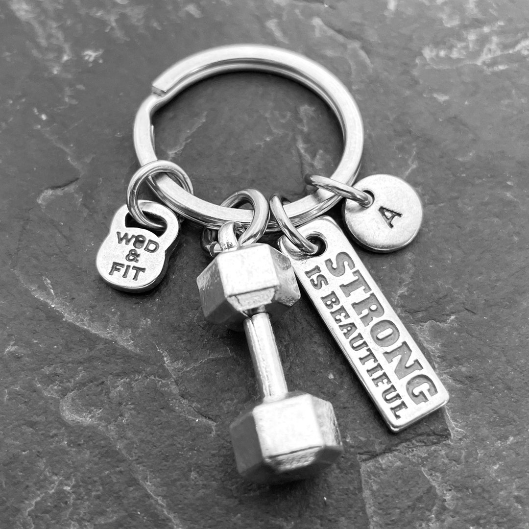 Gym Keychain Strong is Beautiful Dumbbell · Gym Gifts · Personal ...