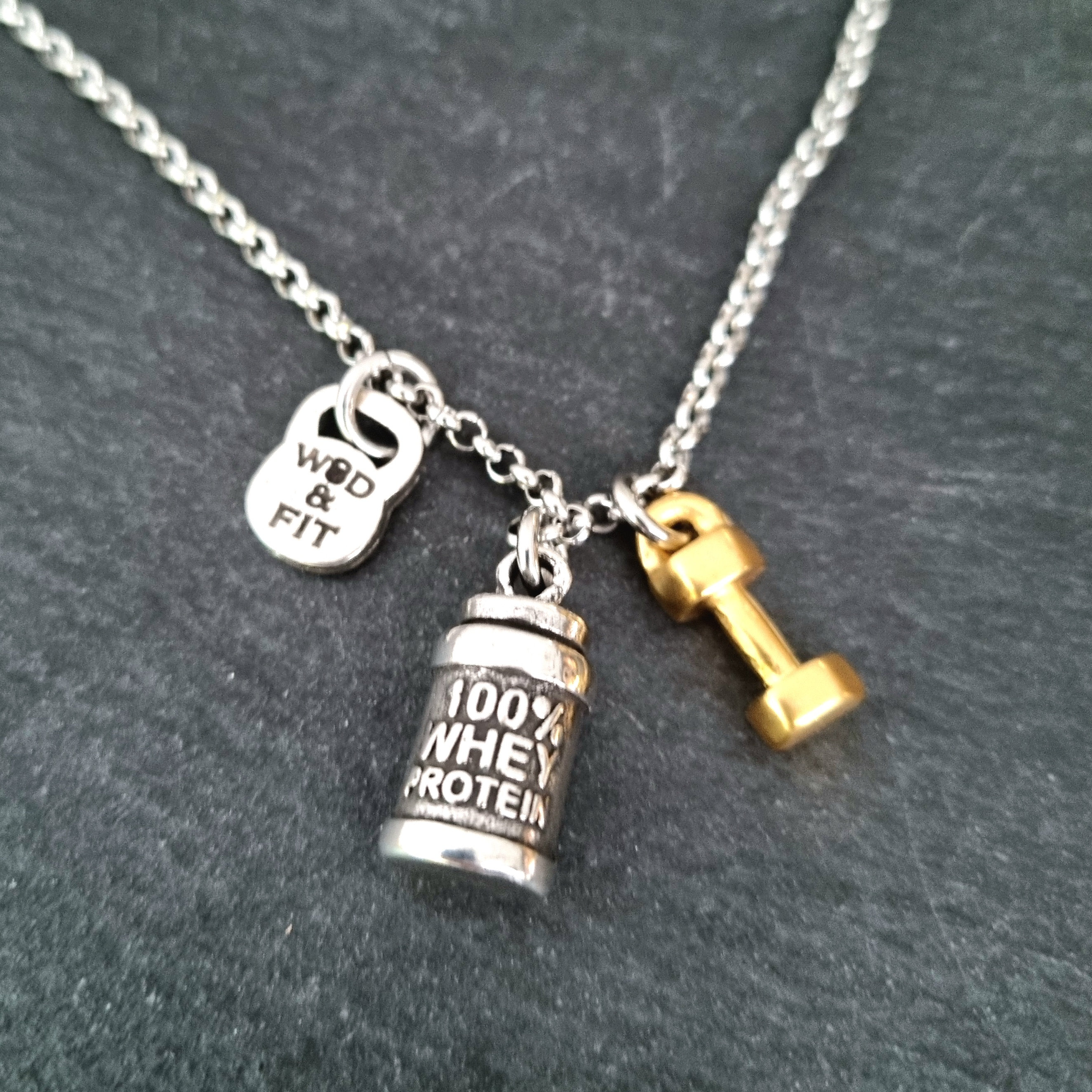 Gym Pendant Necklace 100% Whey Protein Weight · Gym Gift · Fitness ...