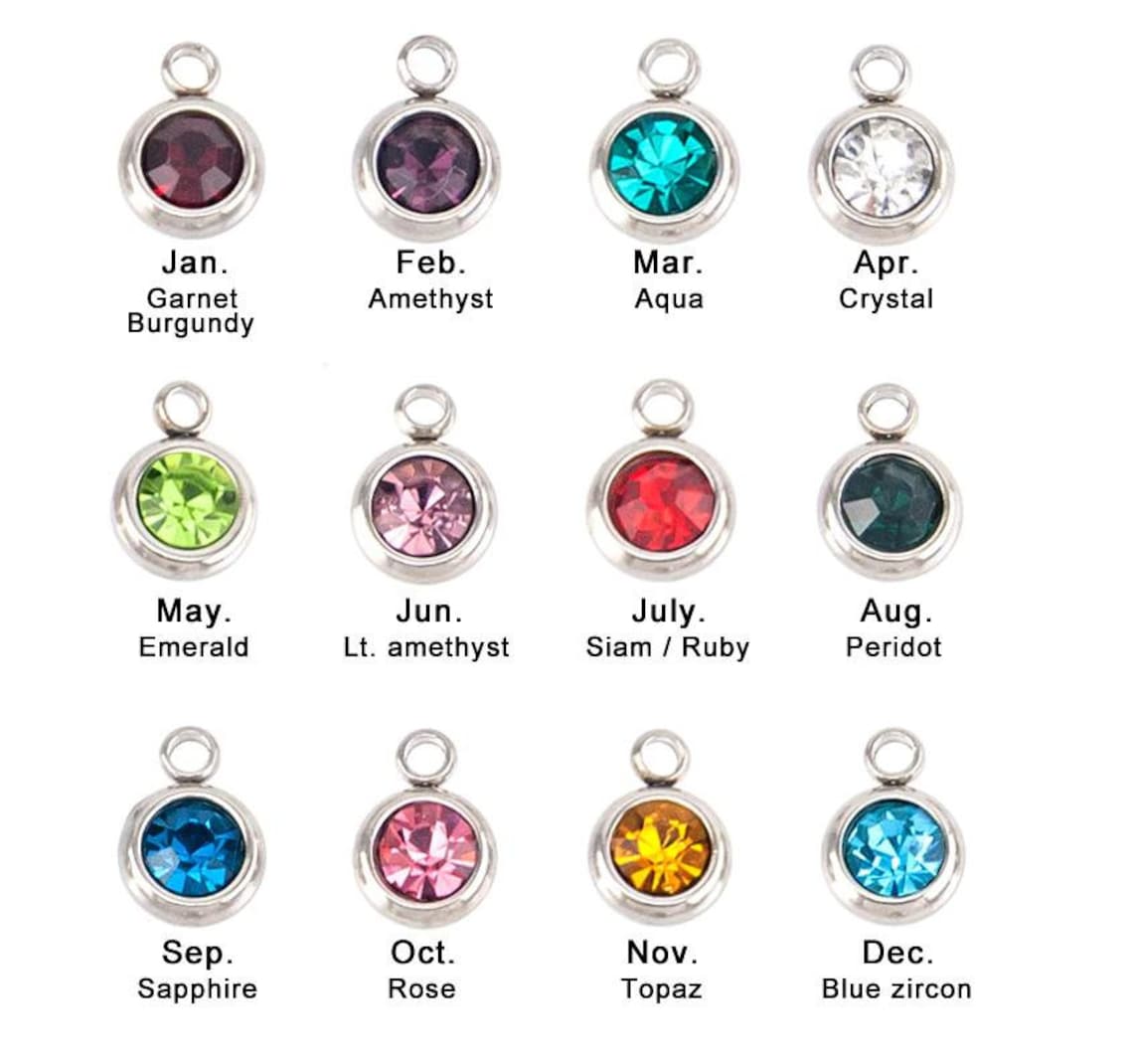 Birth Stone Charm Stainless Steel for Personalizing | Etsy