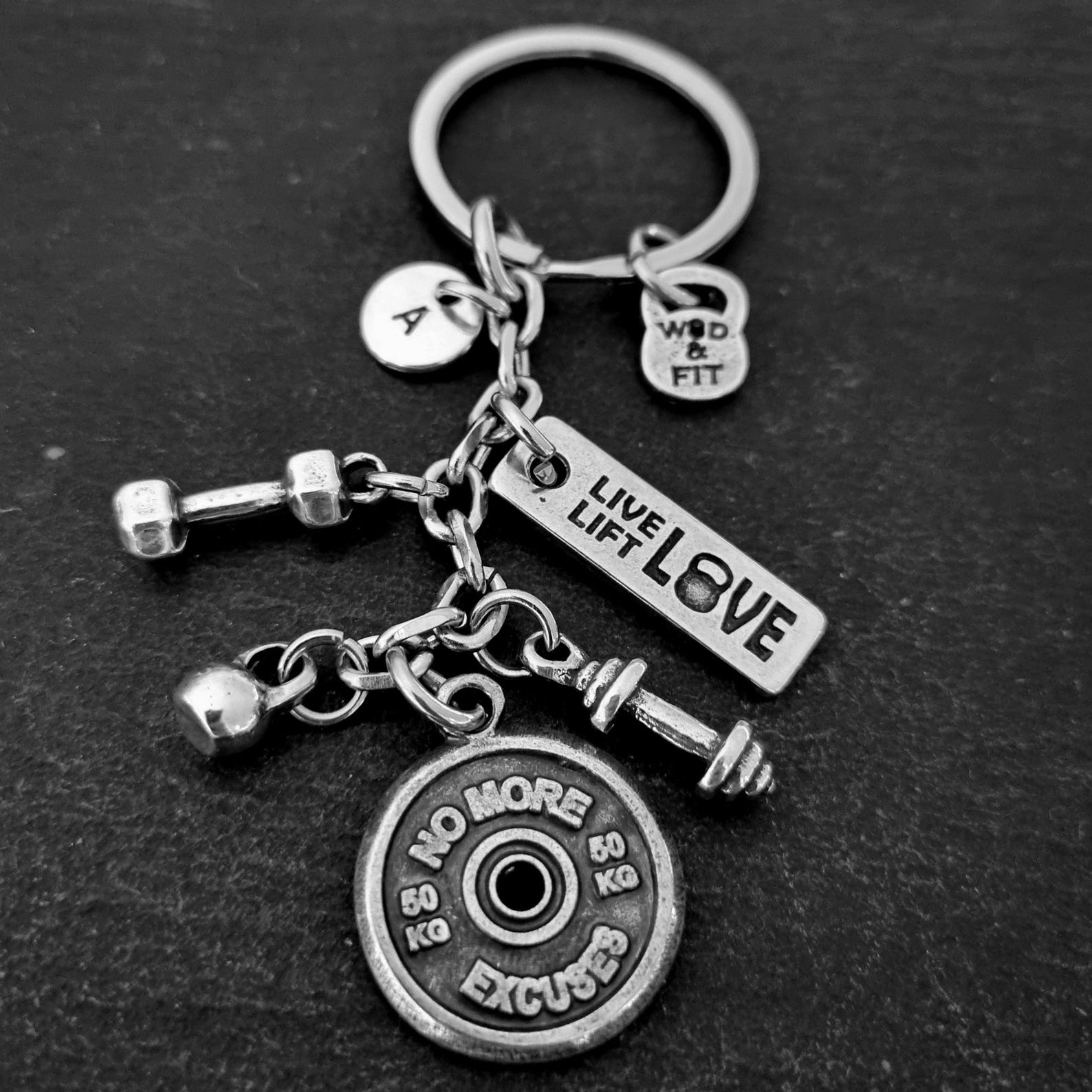 Personalized Gym Keychain NO MORE EXCUSES · Encouraging Fitness Gift ...