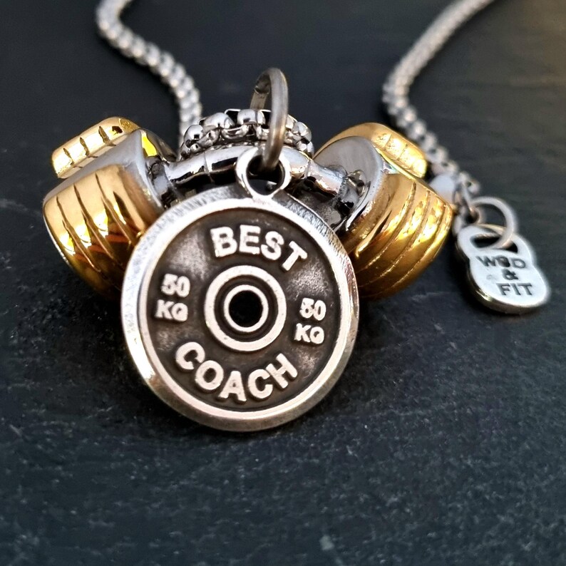 GYM Necklace Gold Bent Barbell Bodybuilding Gift · Boyfriend Gift ...