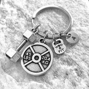 Gym Key Ring Dumbbell Weight Plate 45lbs Initial - Gym Motivation ...