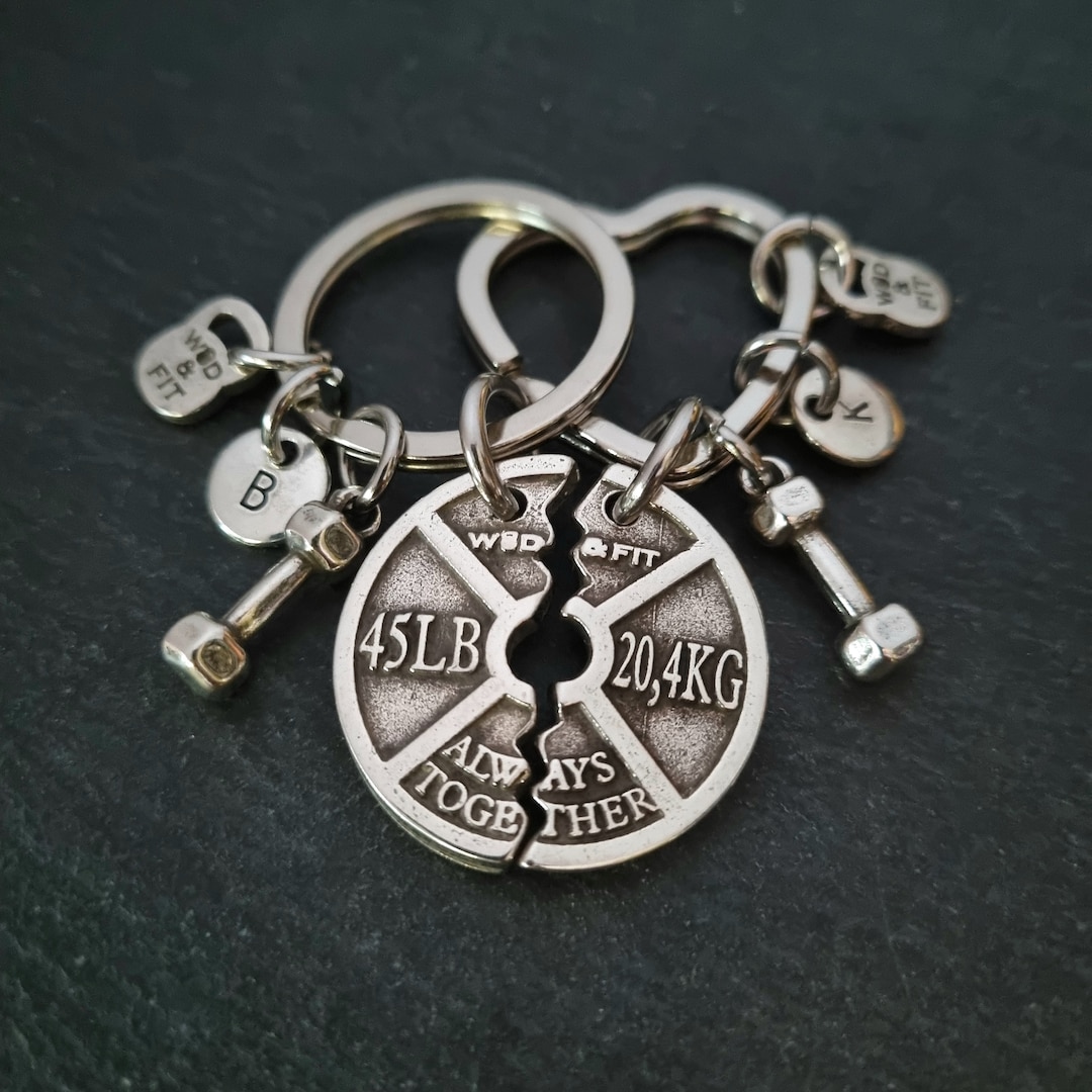 Couple Gym Keyring Weight Plate Always Together Dumbbell · BFF Gift ...