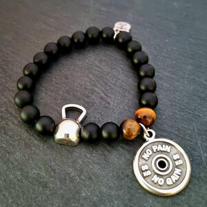 Gym Bracelet Kettlebell Swings Workout Onyx Stone Motivation Weight ...