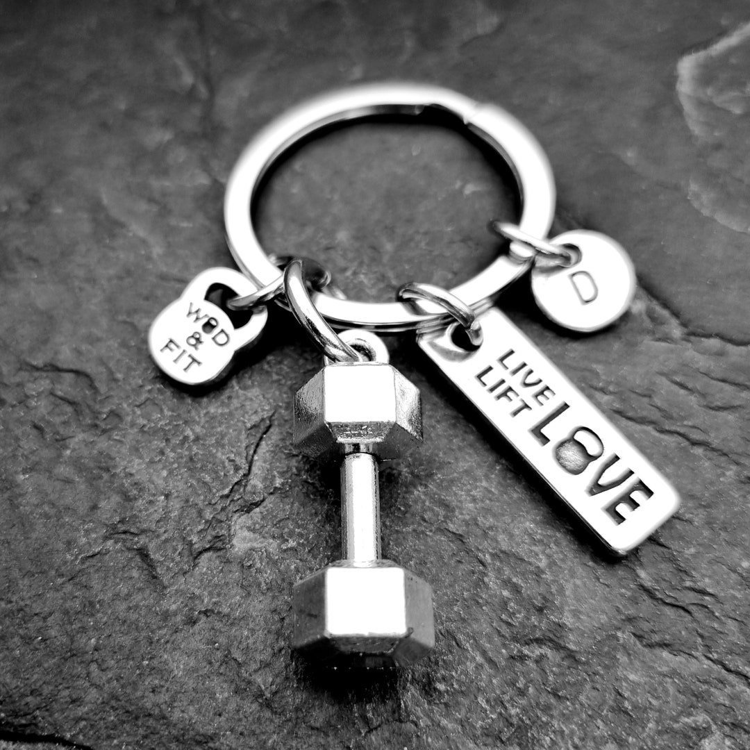 Gym Keyring Dumbbell Live Love Lift Initial Gym Gifts bff Gifts Dad ...