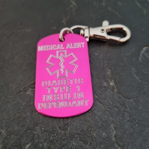 Medical Alert Keycahin Personalized Engraved Aluminum 50x30 - Medical ...