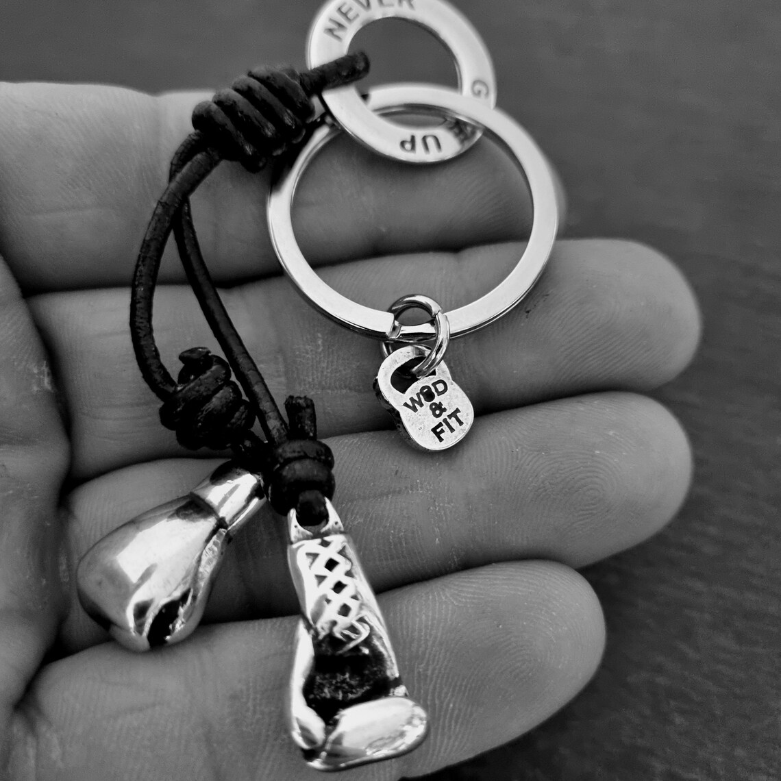Boxing Gloves Leather Keychain Motivation Ring- UFC - MMA -boxing ...