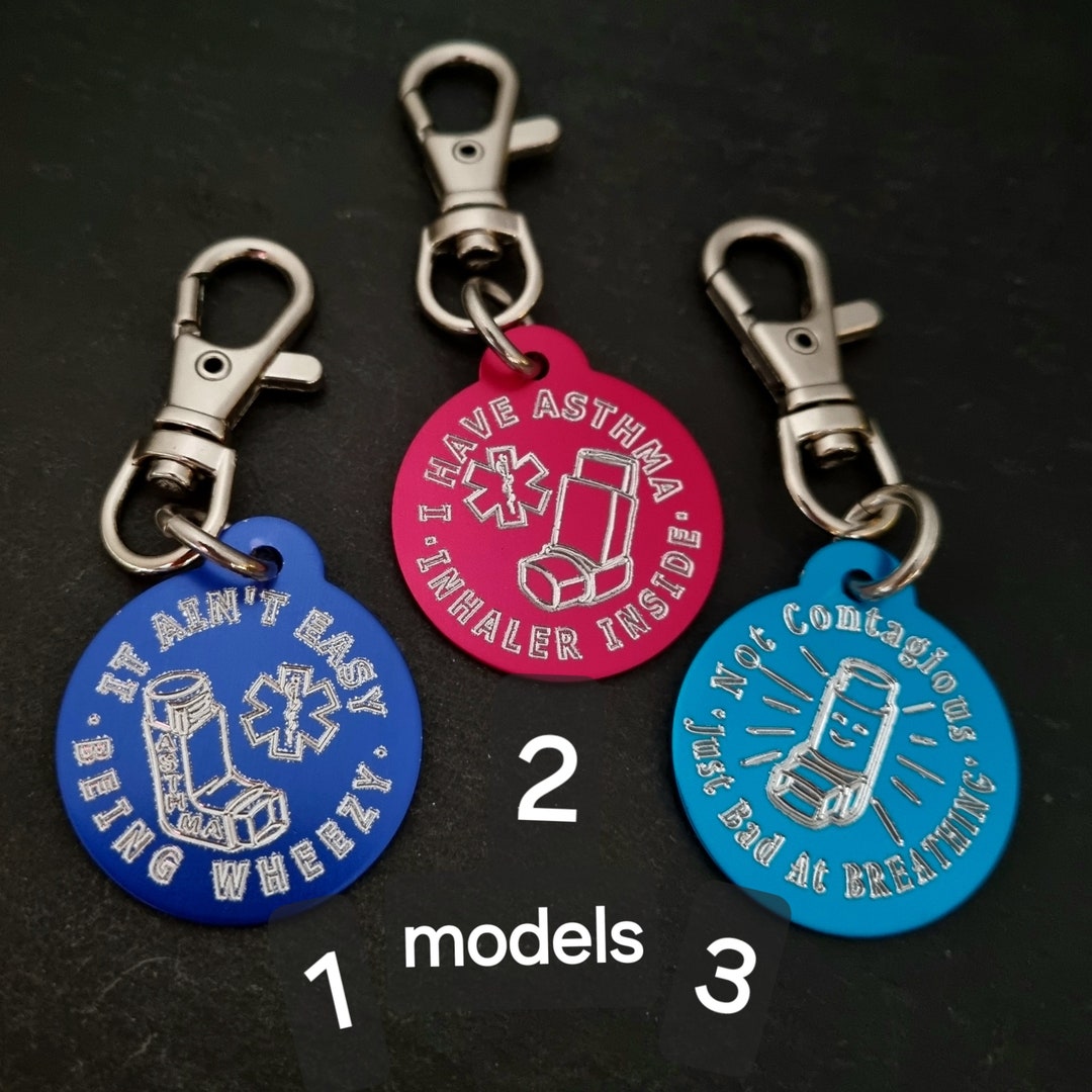 INHALER IN BAG Keychain Custom Mediacla Alert · Asthma Inhaler Keychain ...