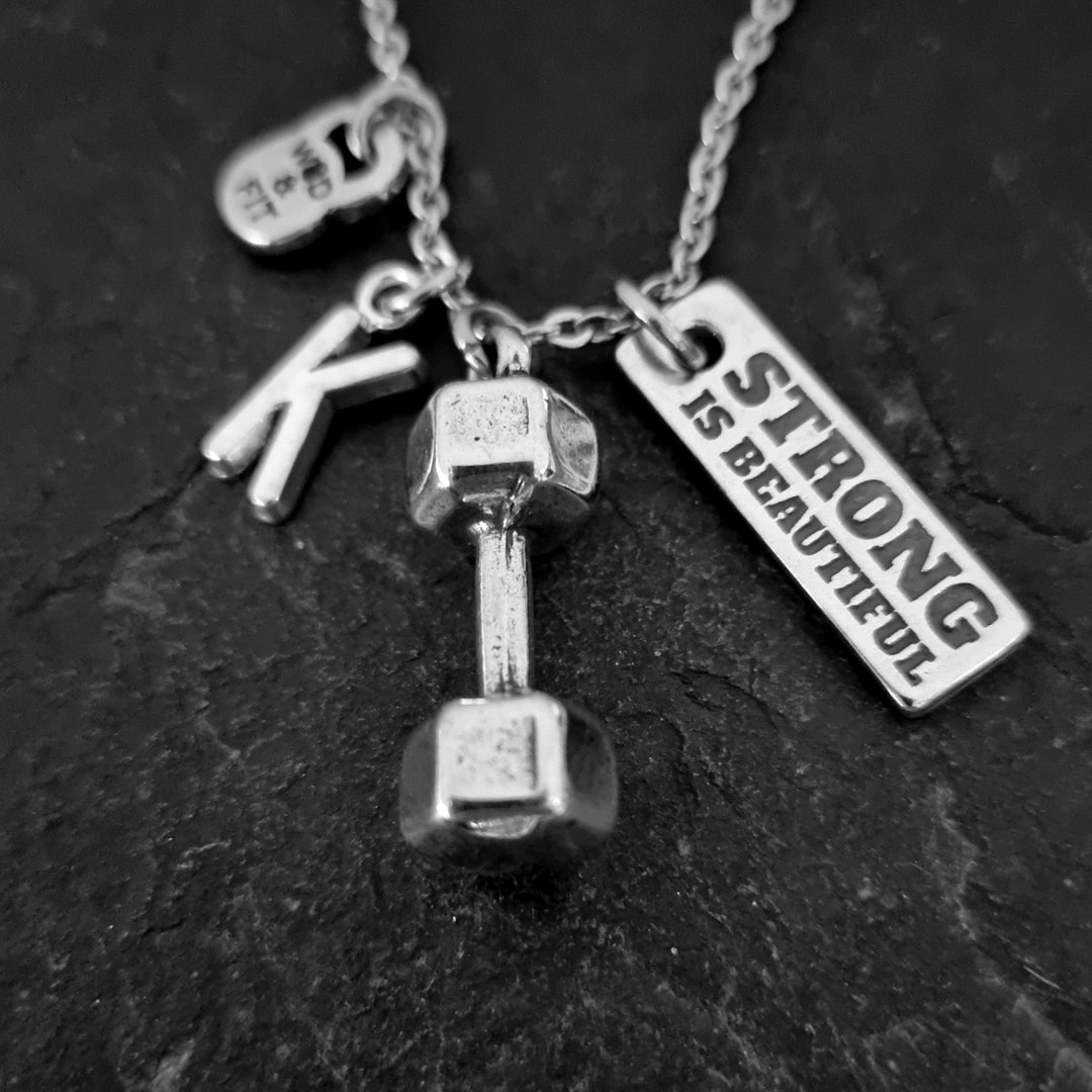 Gym Necklace BIG Dumbbell Custom Motivation Workout Gifts Fitness Gift ...