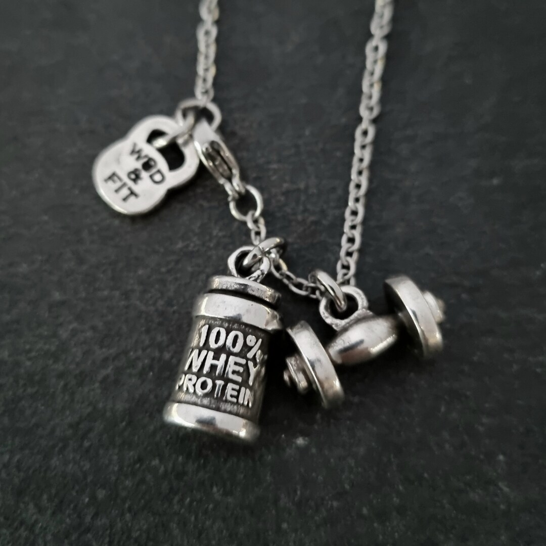 Gym Pendant Necklace 100% Whey Protein Weight · Gym Gift · Fitness ...