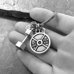 Gym Key Ring Dumbbell Weight Plate 45lbs Initial - Gym Motivation ...