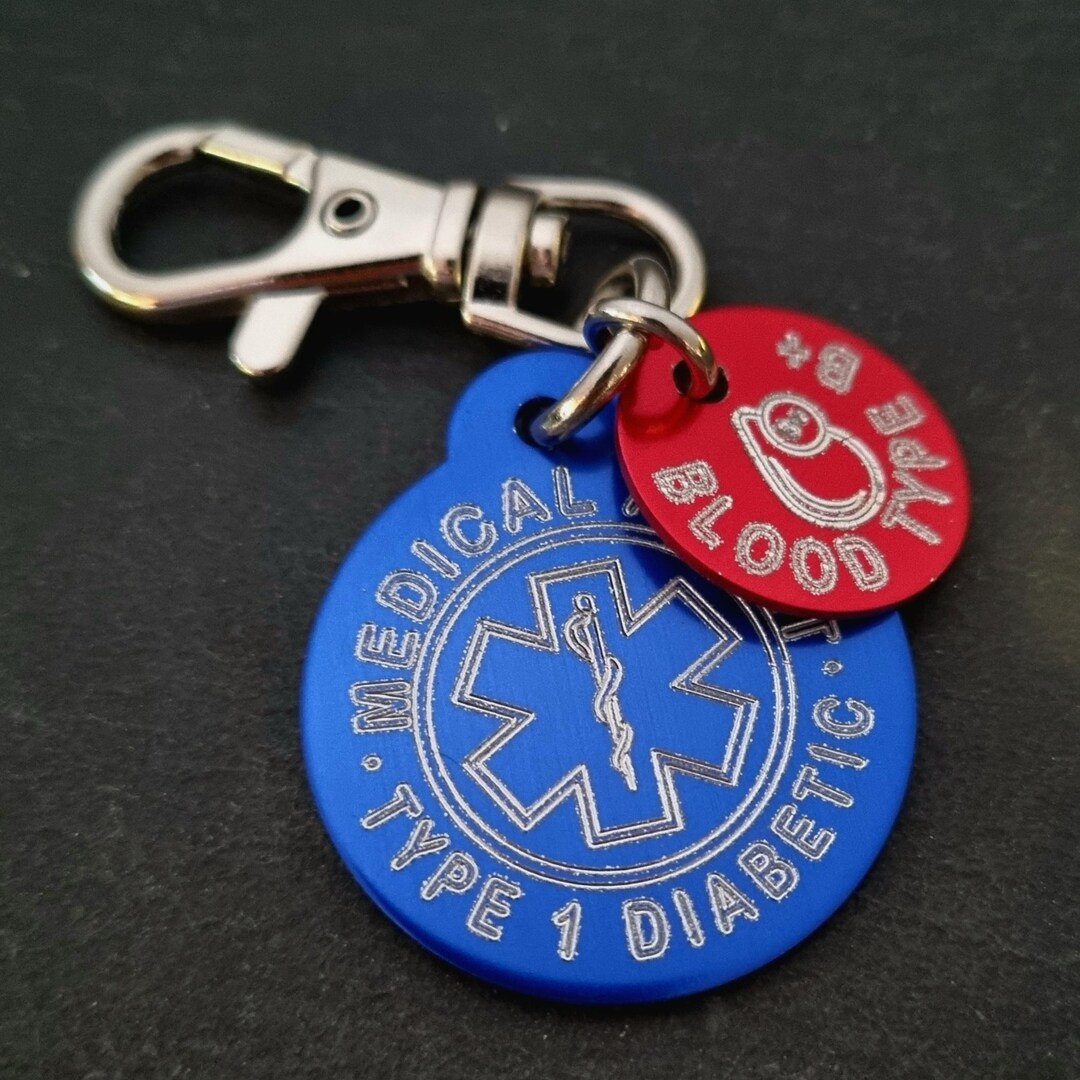 Emergency Medical Alert Custom Engraved Aluminum Round and Blood Type ...