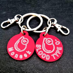 Keyring Blood Group Type · Aluminum Customizable - Organ Donor ·blood ...