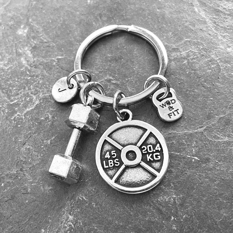 Gym Key Ring Dumbbell Weight Plate 45lbs Initial - Gym Motivation ...