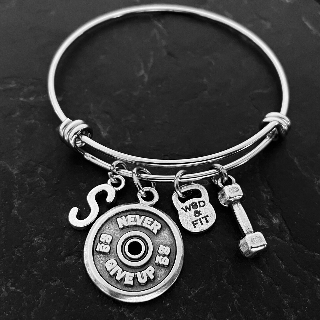 Fitness Bracelet Weight Plate Workout Gift · Initial Bracelet · Gym ...