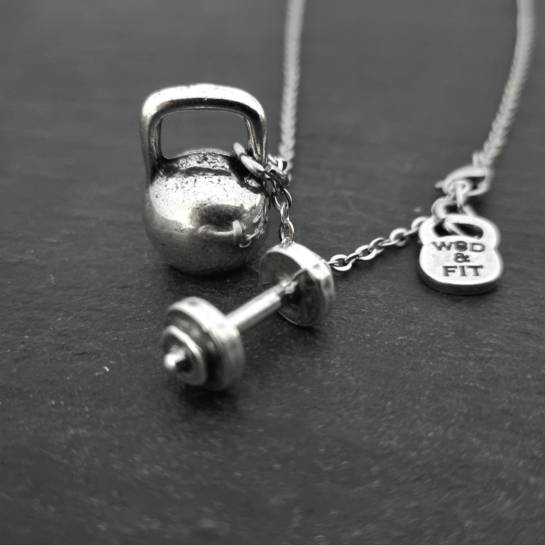 Gym Necklace Barbell Kettlebell Thruster Workout · Fitness Gifts ...