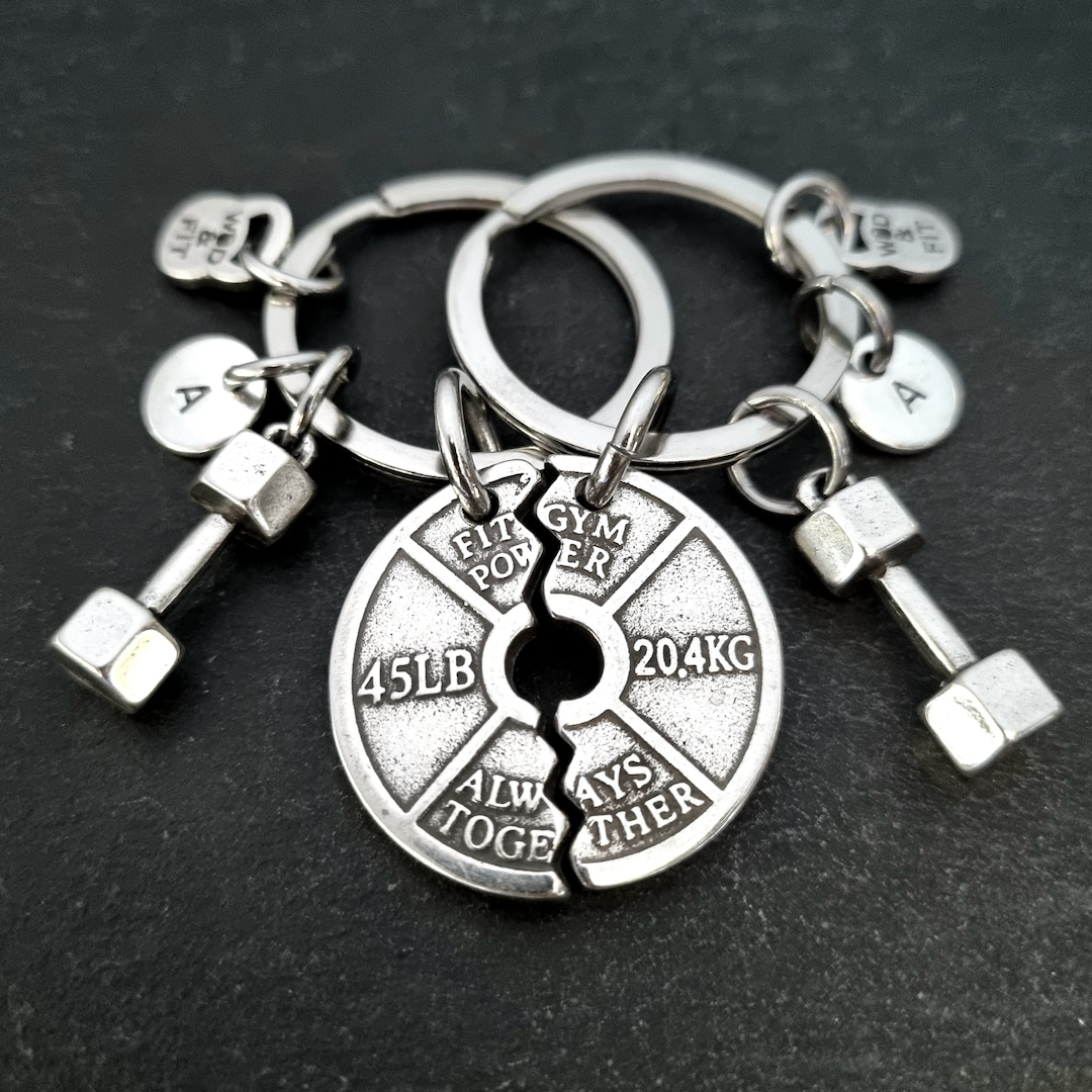 Couple Gym Keyring Weight Plate Always Together Dumbbell · BFF Gift ...