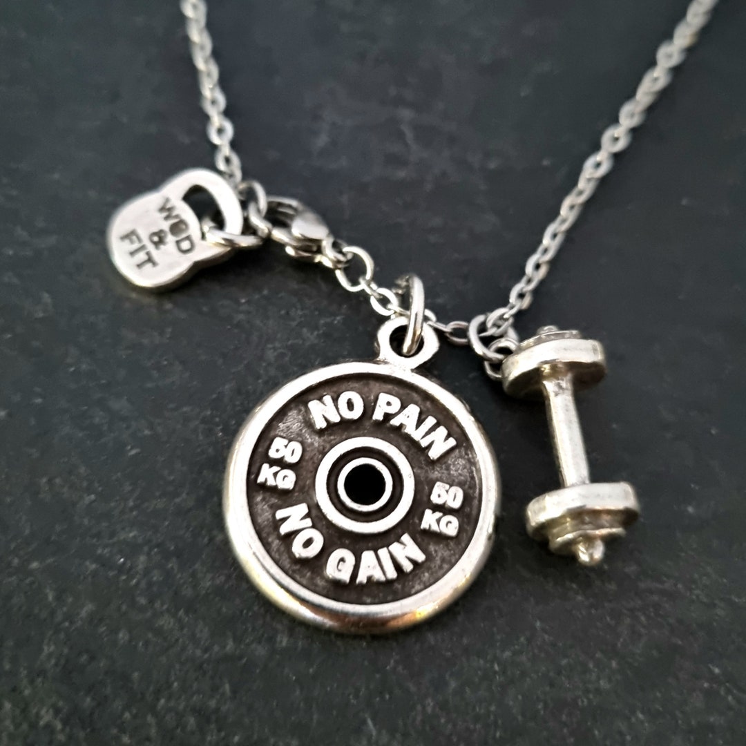 Gym Necklace Barbell Weight Plate Motivation Thruster Workout · Fitness ...