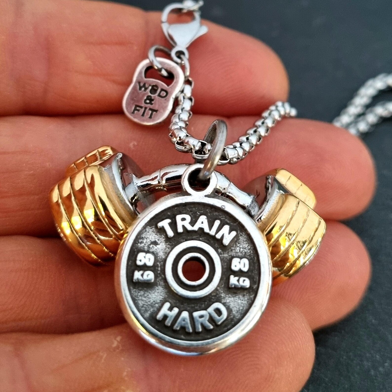 GYM Necklace Gold Bent Barbell Bodybuilding Gift · Boyfriend Gift ...