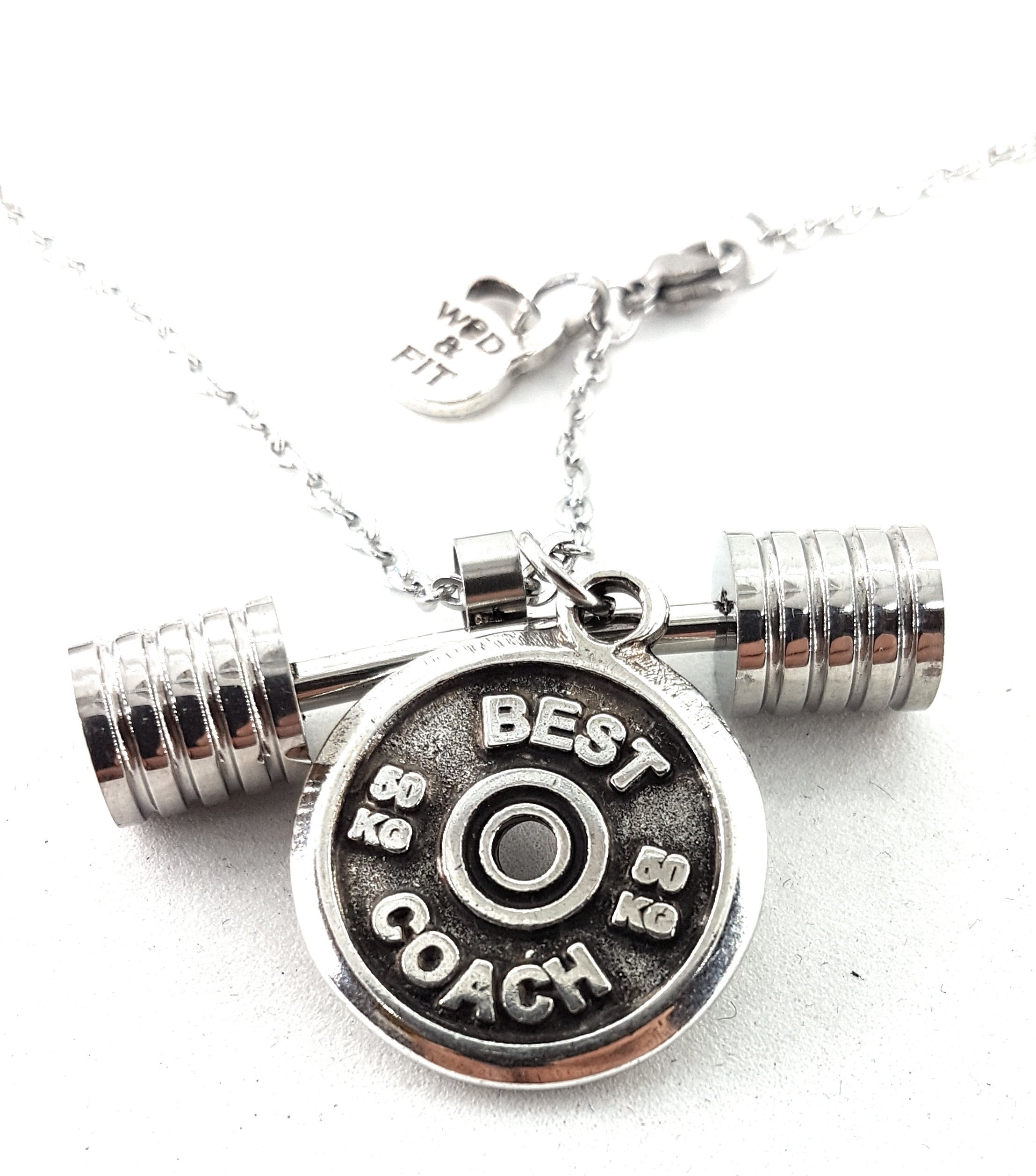 Gym Necklace Strongman Workout Barbell Weight Plate · Motivation Gift ...